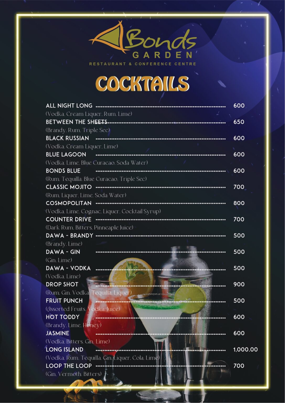 Our Menu – Bonds Garden