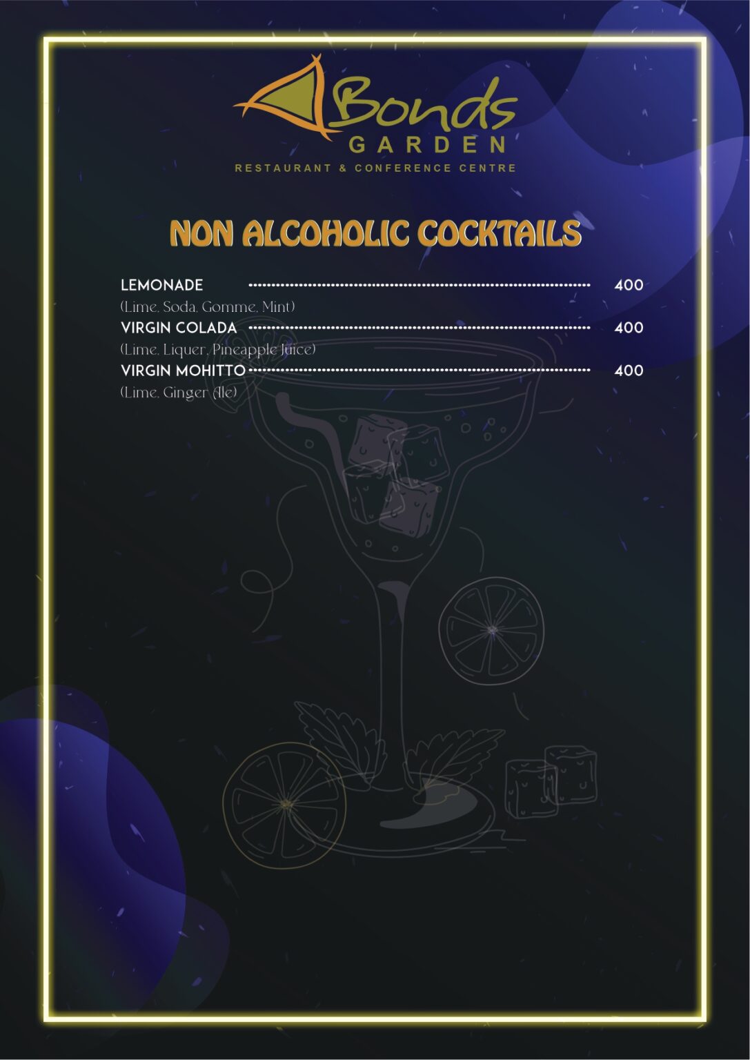 Our Menu – Bonds Garden